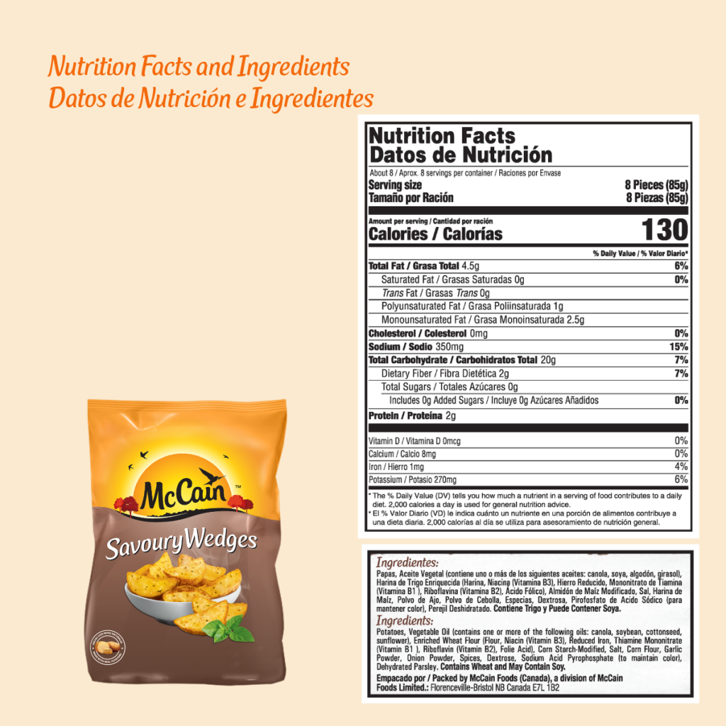 Seasoned Potato Wedges McCain Savory Wedges – McCain B2C